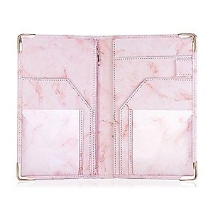 Sonic Server Marble Style Deluxe Server Book for Restaurant Waiter Waitress Waitstaff | Millennial Pink | 9 Pockets Includes Zipper Pouch with Pen Holder | Holds Guest Checks, Money, Order Pad