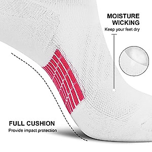 PAPLUS No Show Socks Womens 6 Pairs, Non Slip Cushioned Low Ankle Socks with Arch Support