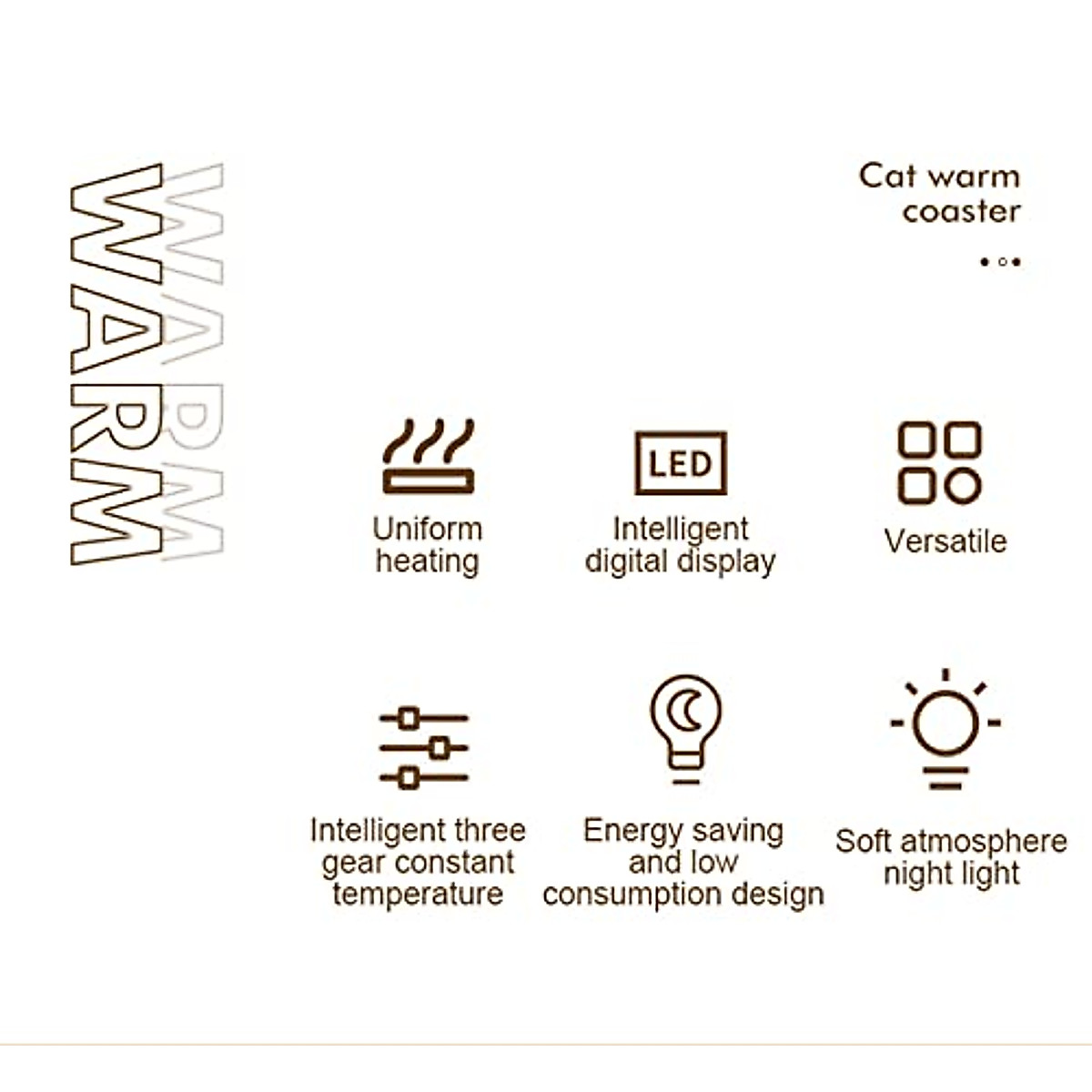 UUPOI Smart Coffee Mug Warmer, Coffee Cup Heater with Cute Cat Night Light, Auto Shut Off, 3 Temperature Setting LED Display, Electric Beverage Warmer Plate for Coffee Tea Milk Cocoa and etc., Green