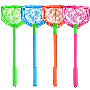 Coopay 4 Pieces Fishing Net Catching Bug Nets Fish Butterflies Nets Beach Nets for Outdoor Playing (Rose Red, Orange, Blue, Green)