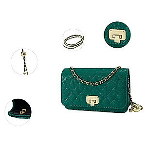 Hysnan Quilted Crossbody Bags for Women Small Leather Clutch Purses Crossbody Handbags Shoulder Bag with Chain Strap