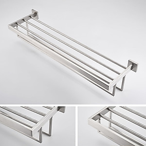 KOKOSIRI Towel Rack 32-Inch Bathroom Towel Shelves with Double Towel Bars SUS304 Stainless Steel Wall Mounted, Brushed Nickel B6003BR-L32