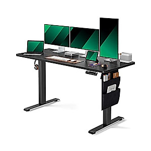 Marsail Standing Desk Adjustable Height, 55x24 Inch Electric Standing Desk with Storage Bag, Stand up Desk for Home Office Computer Desk Memory Preset with Headphone Hook