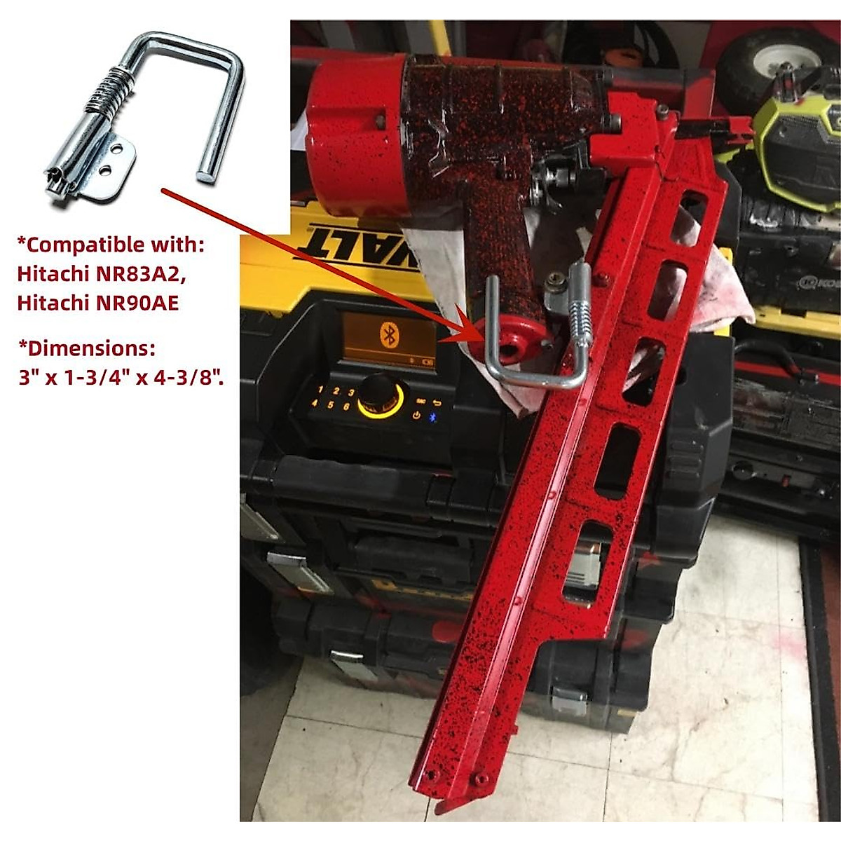 M745h1 Spring Loaded Rafter Hook/Retractable Nail Gun Hanger compatible with for Hitachi NR83A2 NR90AE