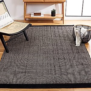 Safavieh Vermont Collection 4' x 6' Black VRM807Z Handmade Wool Entryway Living Room Foyer Bedroom Accent Rug