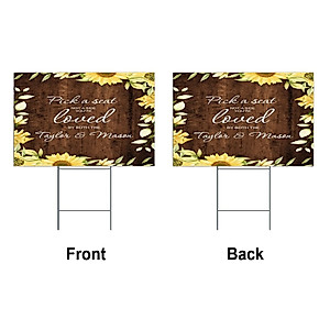 Autravelco Welcome to Our Wedding Lawn Signs with Stakes 12x18 Inch Display Date & Couple Name Customized Lawn Sign for House Rent Lawn Yard Decorations