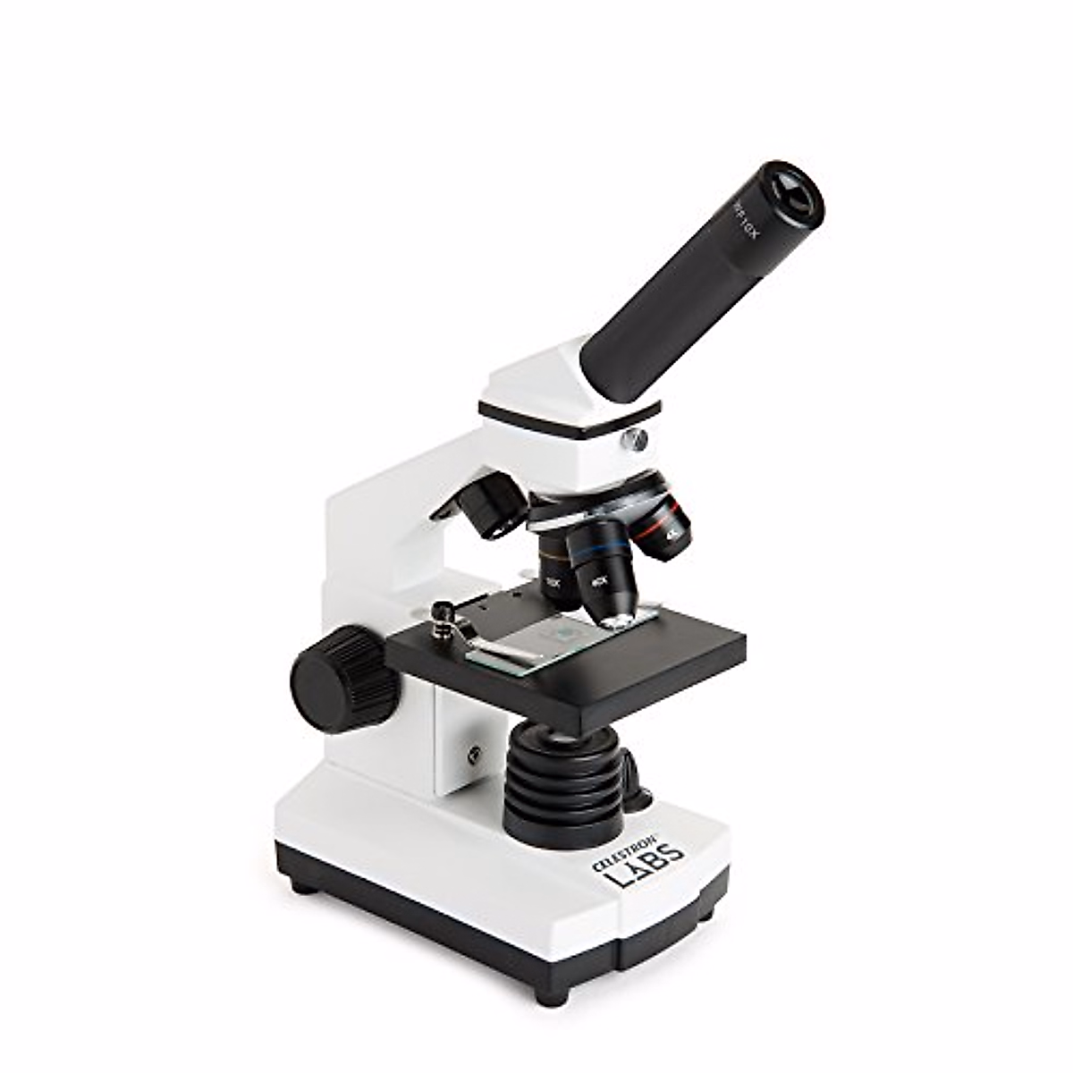 Celestron – Celestron Labs – Monocular Head Compound Microscope – 40-800x Magnification – Adjustable Mechanical Stage – Includes 2 Eyepieces and 10 Prepared Slides