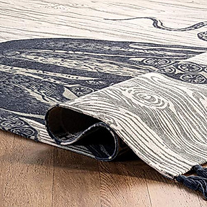 nuLOOM Thomas Paul Printed Octopus Over Board Tassel Area Rug, 5' x 8', Ivory