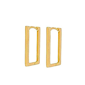 Pair of Rectangle Hoop Earrings Luxury Women Trendy Fine Huggie Earrings Cartilage Jewelry Sterling Silver, Oval Hoop Earrings, Silver or Gold, Square Hoop Earrings Bestseller (Sterling Silver)
