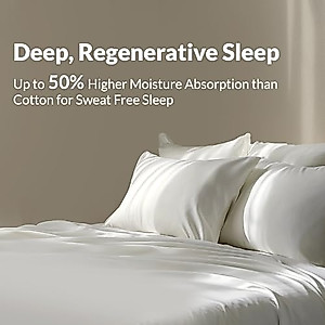 Eucalyptus Tencel Lyocell Pillow Cases - Cooling, Light, Temperature Regulating, Skin-Friendly Pillow Cover - Thin, Crisp and Breathable Percale Pillowcases - (Ivory, King)