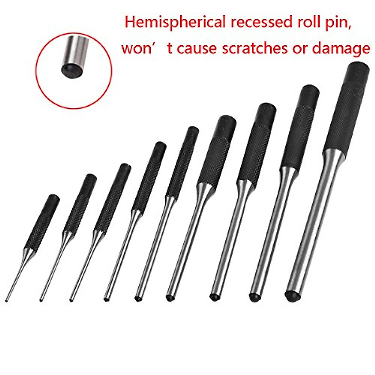 9 Pieces Roll Pin Punch Set and 4 Pieces Hollow End Starter Punch Tool with Carry Case for repairing or servicing equipment, machines, and vehicles