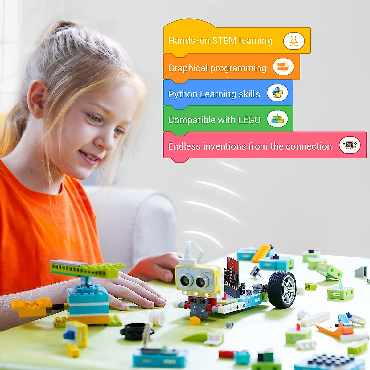 Programming Kit Compatible with Micro:bit, 12-in-1 Kids Graphics Programming, Robot Toy for Learning Code, Magnetic Electronic Module, Crowbits Inventor Kit (Micro:bit Not Included)