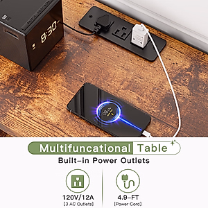 Dresser for Bedroom with Power Outlets, 55" TV Stand Dresser with 8 Drawers, Fabric Dressers & Chest of Drawers for Living Room, Entryway, Rustic Brown