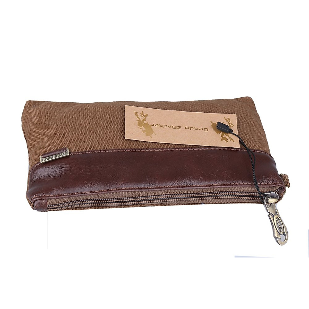 Genda 2Archer Canvas Wristlet Coin Purse Keys Bag Card Case Phone Bag (Khaki)