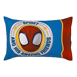 Marvel Spidey and His Amazing Friends Blue, Red, Yellow, and Green, Team Up 2 Piece Toddler Sheet Set