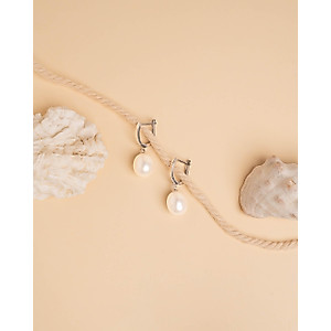 Women Pearl Earrings, Fresh Water Cultured Pearls Drop Shape 10,5-11 mm White, Lavender, Peach and treated Grey and Black colours by Secret & You | Sterling Silver 925