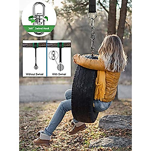 Tree Swing Hanging Straps Kit 10ft, MTZRFLL Heavy Duty Hammock Straps with Carabiner and Spinner, Holds 2200 lbs, Perfect for Hammocks and Any Swings, Easy to Carry and Install