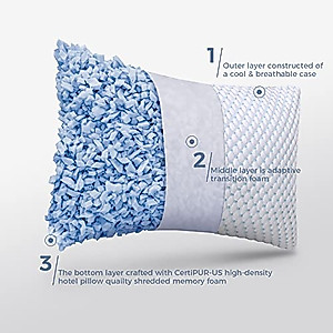 OSBED Shredded Memory Foam Pillows Queen Size Set of 2, Cooling Pillows for Sleeping 2 Pack, Adjustable Loft Bed Firm or Soft Pillows for Side, Back, Stomach, Hot Sleepers (20"x 30")