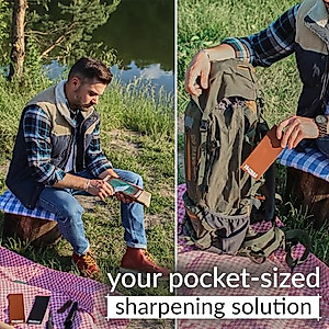 Hutsuls Brown Leather Strop with Compound - Get Razor-Sharp Edges with Stropping Kit, Green Honing Compound & Vegetable Tanned Two Sided Knife Sharpener Step-by-Step Guide Included