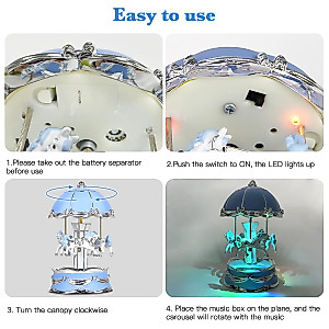 Saeifin Carousel Horse Music Box Gifts U R My Sunshine,Color Changing LED Lights Musical Carousel for Girls Women Mom Daughter,Christmas Anniversary Valentines Day Present Birthday Gifts (Blue)