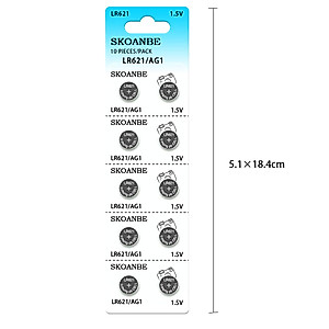 SKOANBE 10PCS LR621 AG1 SR621SW 364 LR60 164 1.5V Watch Battery