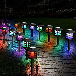 12pcs Garden Waterproof Outdoor Solar Lights for Yard,Landscape,Patio Colorful