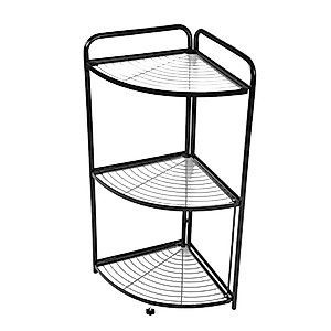 Cabilock 1pc Sturdy Home Storage Organizing Kitchen Three-layer Foldable Office for Corner Holder Cabinet Practical Layer Seasoning Steel Shelves Household Rack Organizer Shelf Pot Tier
