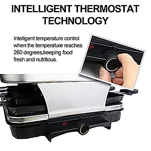 Indoor Grill Smokeless Korean BBQ Grill 2 IN 1 Griddle Electric Grill Raclette Table Grill Kitchen Appliances with 8 Mini Grill Cheese Pans Christmas Gift Removable Non-Stick Temperature Control,1500W