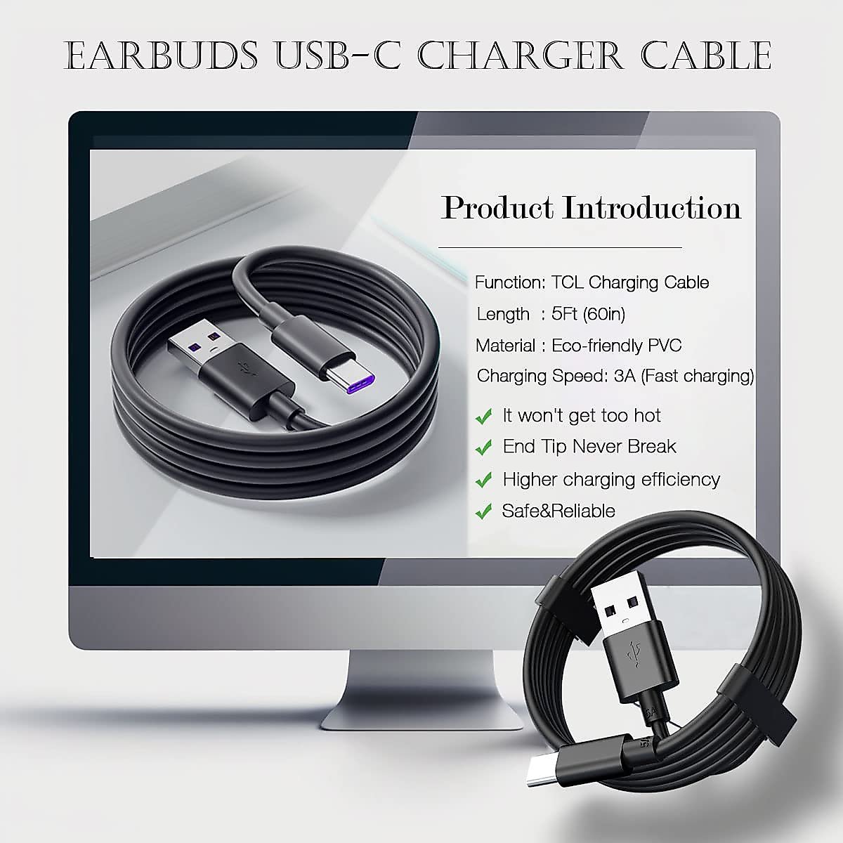 USB C Charger Cable for Samsung Galaxy A14 5G, A23, A13, A54, A34, A03S, A04e, A04s, A04, A80, A70, A71, A60, A50, A40, A30, A20e, A20, A8, A8s, A8 Star, A9, A6s Cell Phone Adapter Charging Cord (5FT)