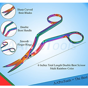 AAProTools Rainbow Color Machine Embroidery Scissors 6" Large Double Curved Scissors - Stainless Steel Embroidery Supplies
