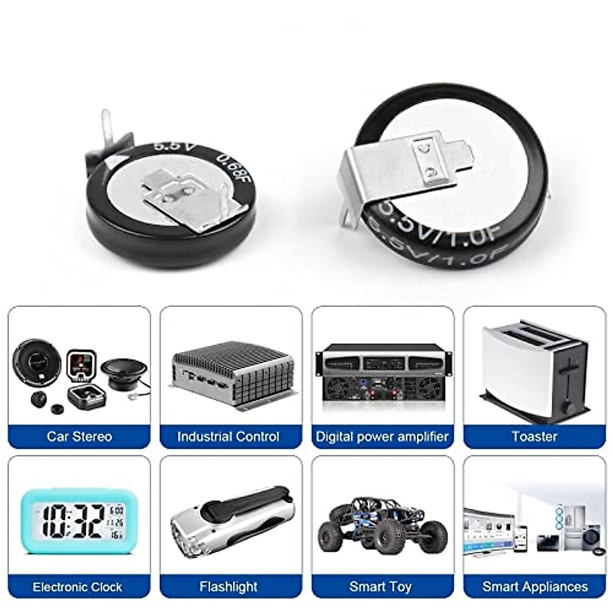 PIKIS 5.5V Super Capacitor V-Type Supercapacitor 0.1F 0.22F 0.33F 0.47F 0.68F 1F 1.5F 4.0F Super Capacitor Button Capacitance (Size : 5.5V0.47F-V)