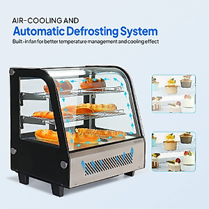 ROVSUN 3.7 Cu.Ft Refrigerated Display Case Commercial Countertop Refrigerator ETL NSF Certified, Display Refrigerator w/LED Automatic Defrosting Air-cooling Rear Sliding Door for Cafe Restaurant