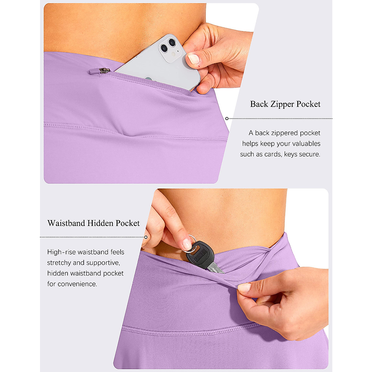 Women's Pleated Tennis Skirts with 4 Pockets Athletic Golf Skorts Skirts for Women High Waisted Layered Skirts with Shorts for Workout Running (Purple, Small)