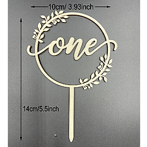 Wooden Gold One 1st Cake Topper New Borth Age Happy Birthday Cake Decorations First Anniversary Double Face