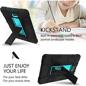 GUAGUA Protective Case for Samsung Galaxy Tab A 10.1 2016, Heavy Duty Rugged Shockproof Anti-Scratch Tablet Cover with Kickstand, Black/Blue