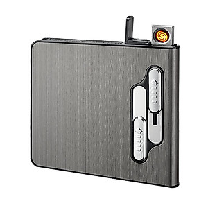 COZYLIFE Automatic Cigarette Case Dispenser, Automatic Ejection Box with USB Rechargeable,Automatic Ejection Holder with Arc Lighter, Gift for Your Friends (Black)