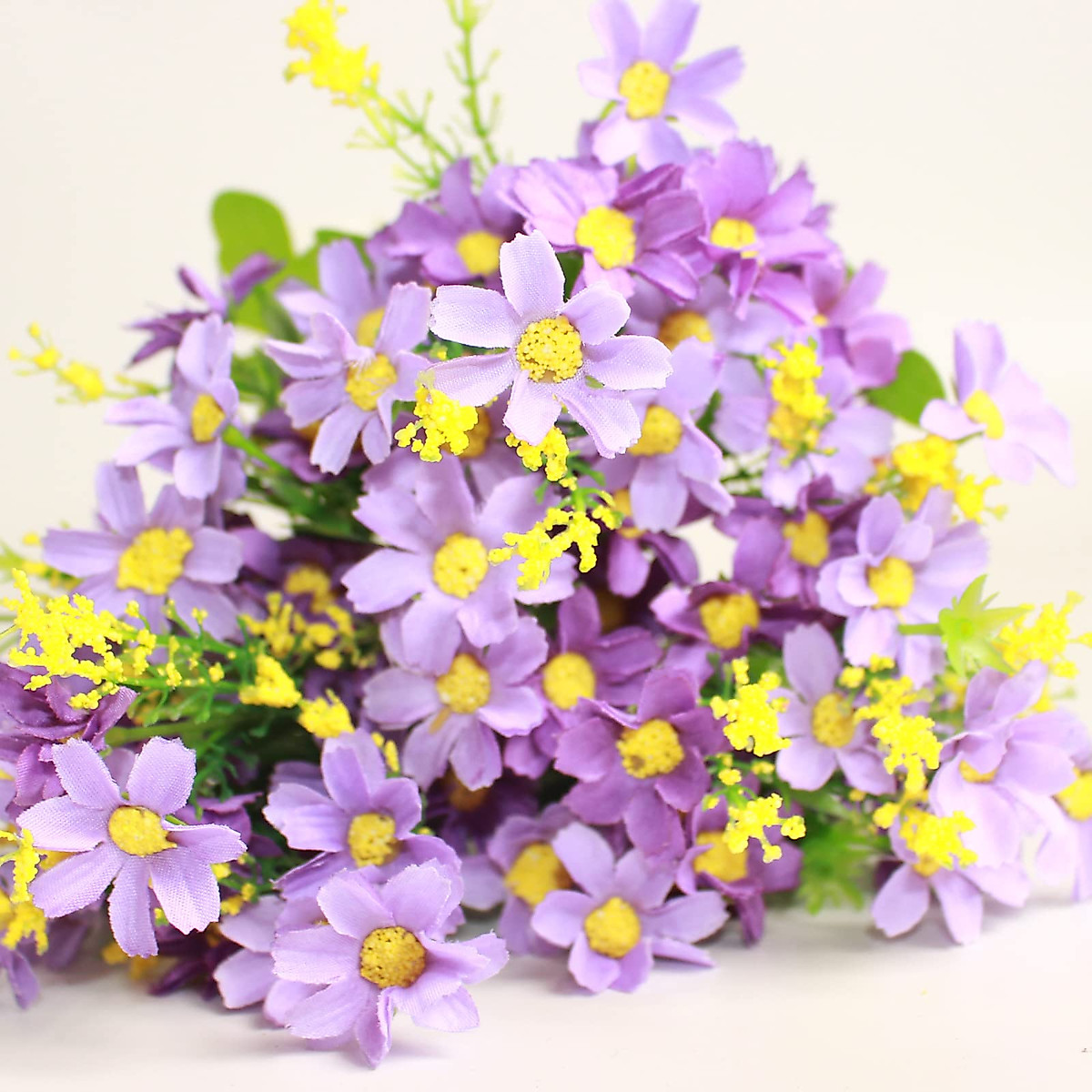 BOSHENG Outdoor Artificial Flowers Chrysanthemum for Courtyard Decor Small Daisies Plastic Greenery Shrubs Plants for Home Wedding Office Garden Decor(Dark Purple 6 Pack,3 Branches per Bunch)