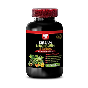 Calcium Magnesium Supplement - Calcium Magnesium Phosphorus with Vitamin D-3 & Boron - Healthy Bones Magnesium, Calcium for Women, Magnesium for Men, Bone Strength Supplements, 1 Bottle 60 Capsules