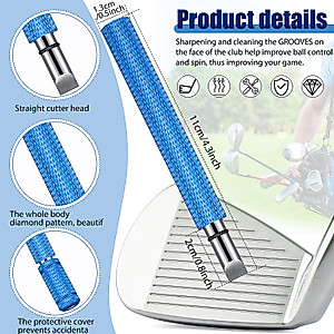 3 Pieces Golf Club Groove Sharpener Retractable Golf Brush and 6-Head Groove Sharpener Re-Grooving Tool and Cleaner for All Golf Irons Pitching, Sand, Lob, Approach Wedges, Utility Clubs (Blue)