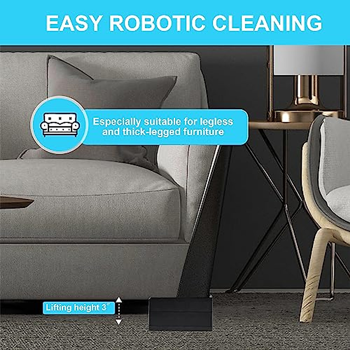 LUCKYQTQH Bed Risers Adjustable Furniture Risers Heavy Duty，Rectangle Bed Risers 3 Inches，Desk Risers for Sofa Couch Bed Frame ，Supports Up to 3000 lbs (4 Piece Set)