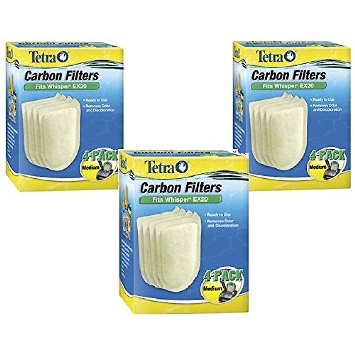 Tetra Whisper EX Carbon Filter Cartridge 4 Piece Medium Box - 3 Pack