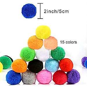 Pllieay 60pcs 15 Colors 2 Inch Very Large Assorted Pom Poms Arts and Crafts for DIY Creative Crafts Decorations