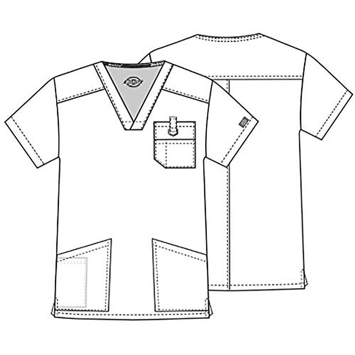 Dickies Men's EDS Signature V-Neck Scrub Top, Navy, Large