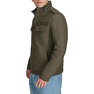 Levi's Men's Washed Cotton Two Pocket Military Jacket (Standard and Big & Tall), Olive, X-Large