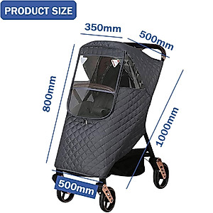 Winter Baby Stroller Cover, Universal Stroller Windshield Rain Cover to Keep Warm in Winter, Baby Travel Weather Shield Stroller Cover for Pushchair (Grey)