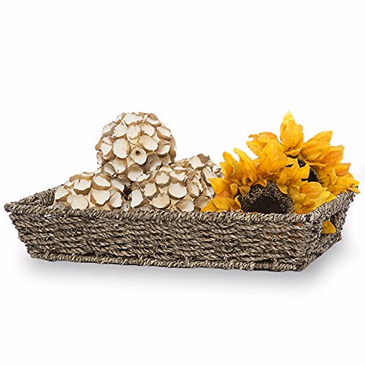 The Lucky Clover Trading Coffee Rectangular Seagrass Tray, 14" L Basket
