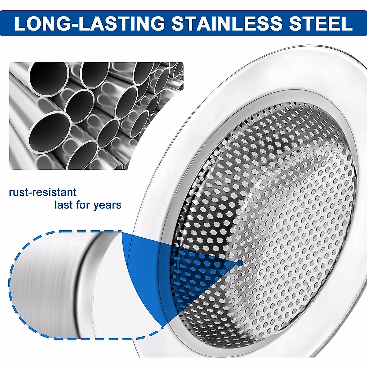 FURNIFE Sink Drain Strainer Stopper, Stainless Steel Garbage Disposal Plug, Sink Strainer and Stopper, Food Catcher for Standard 3-1/2 Inch Kitchen Sink Drain