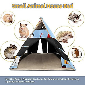 enheng Small Pet Hideout Christmas Snowman Present Boxes with Blue Background Hamster House Guinea Pig Playhouse for Dwarf Rabbits Hedgehogs Chinchillas