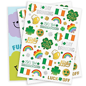 xo, Fetti St Patricks Day Temporary Tattoos - 54 Glitter Styles | Shamrock Supplies, Kiss Me I'm Irish Party, St Patty's Day, Leprechauns Arts and Crafts