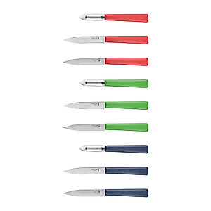 Opinel Les Essentials+ No. 313 Serrated Paring Knife, Corrosion Resistant + Dishwasher Safe, Made in France, Blue